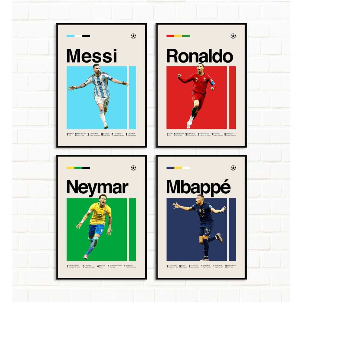 Soccer Legends Poster - Messi Ronaldo Mbapp Neymar Print, Wo - Inspire ...