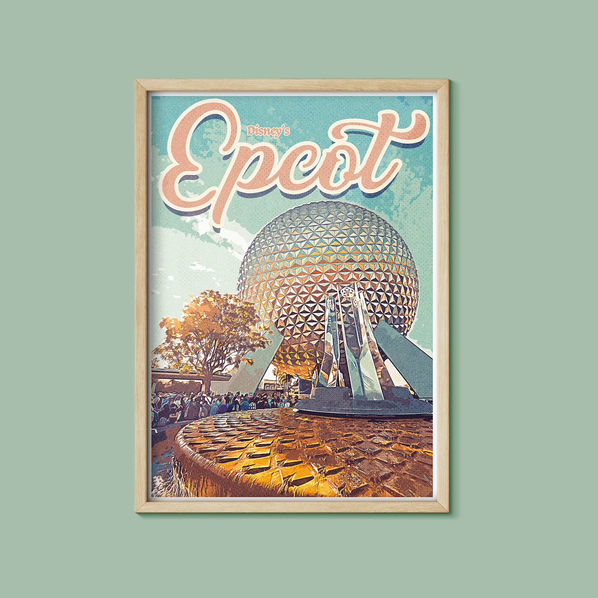 Epcot Retro Poster, Disney Print, Walt Disney World Poster, | Inspire ...
