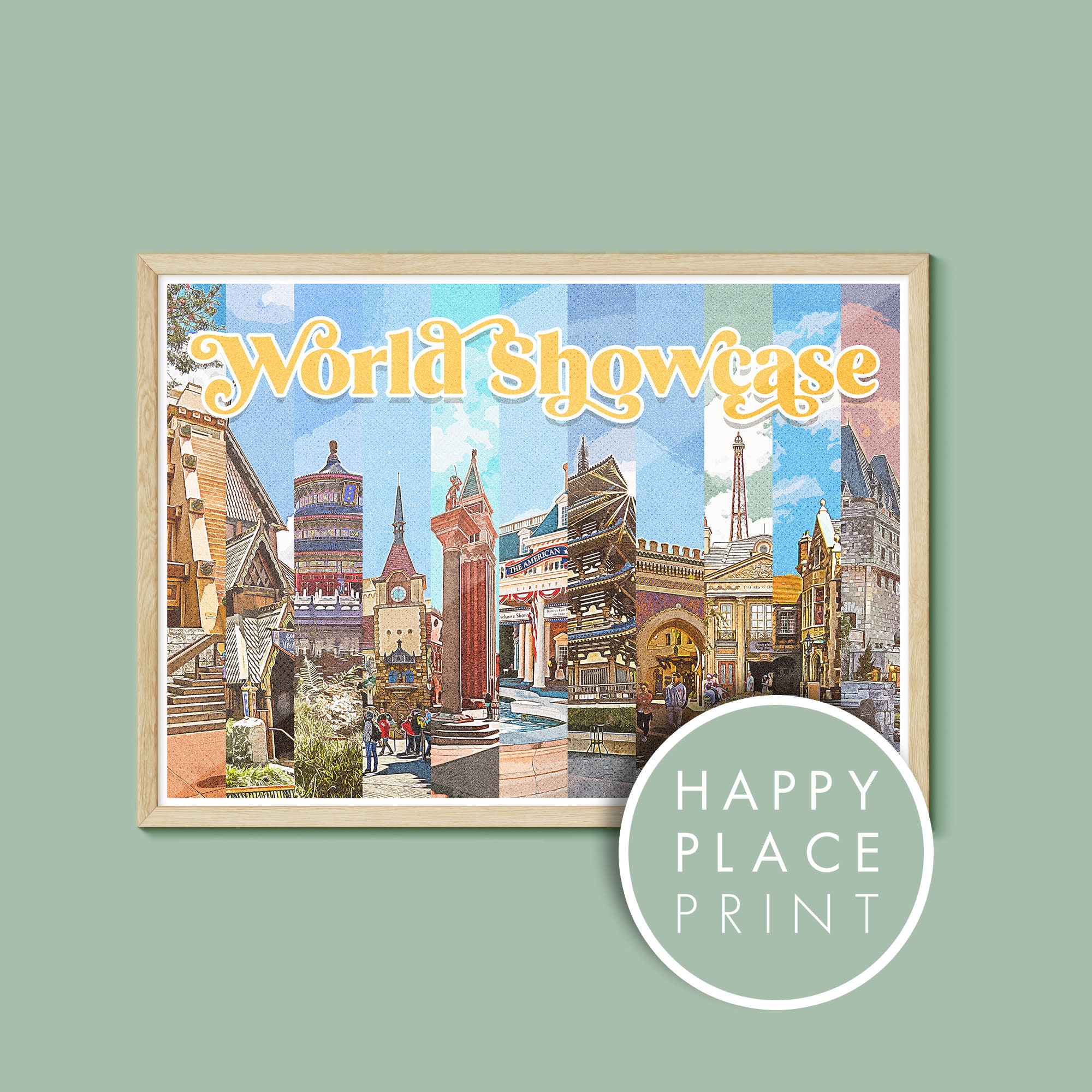 Epcot World Showcase Country Retro Print, Walt Disney World, | Inspire ...