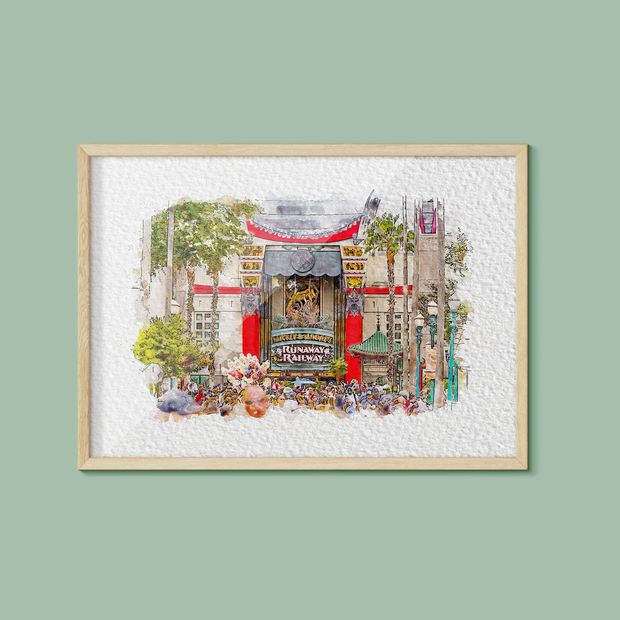 Mickey and Minnie's Runaway Railway Watercolour Print, Disne | Inspire ...
