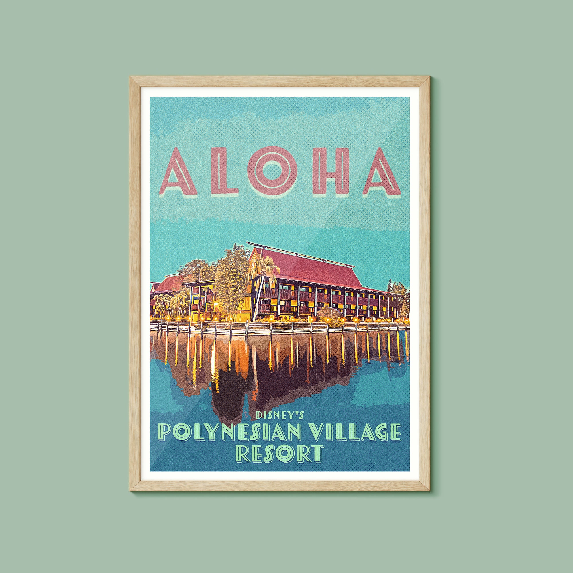 Polynesian Village Resort Retro Poster, Disney Print, Walt D | Inspire ...