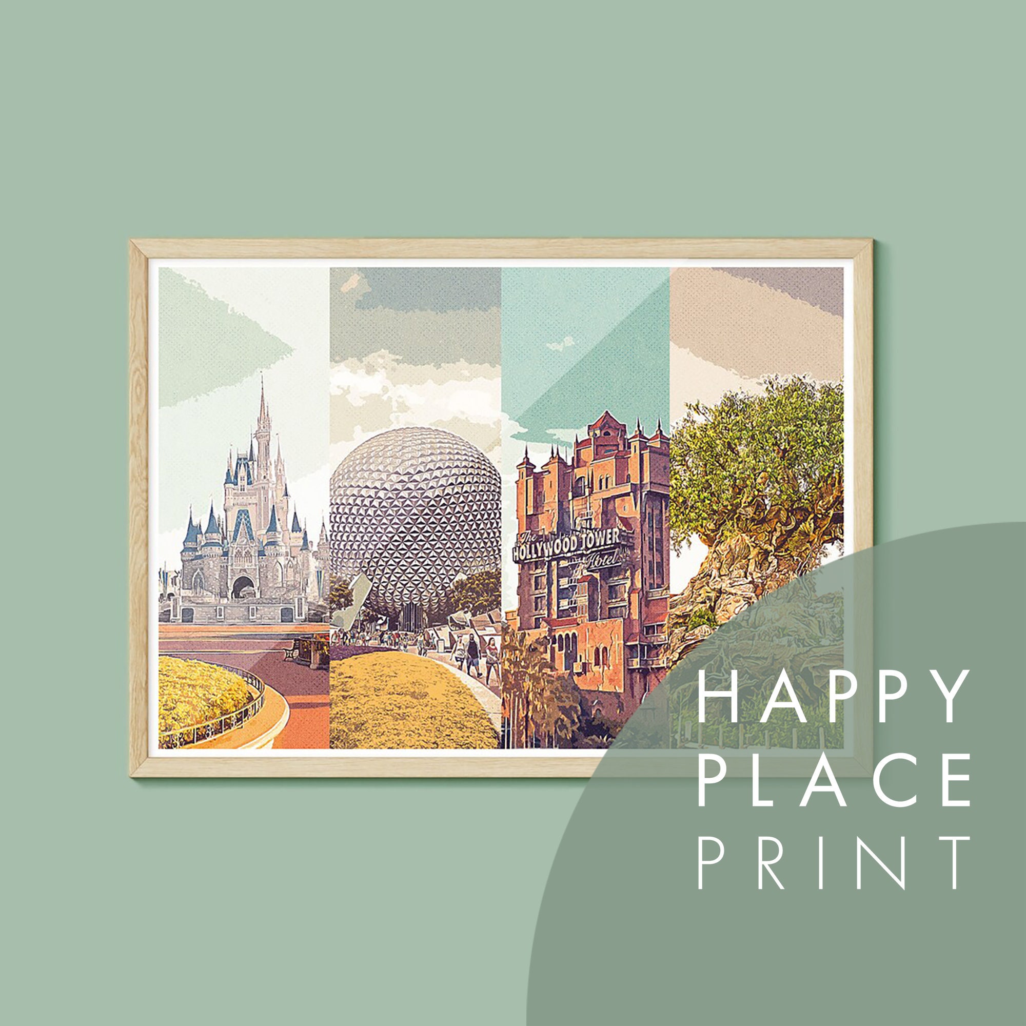 Walt Disney World 4 Parks Retro Poster, Disney Print, Orland | Inspire ...