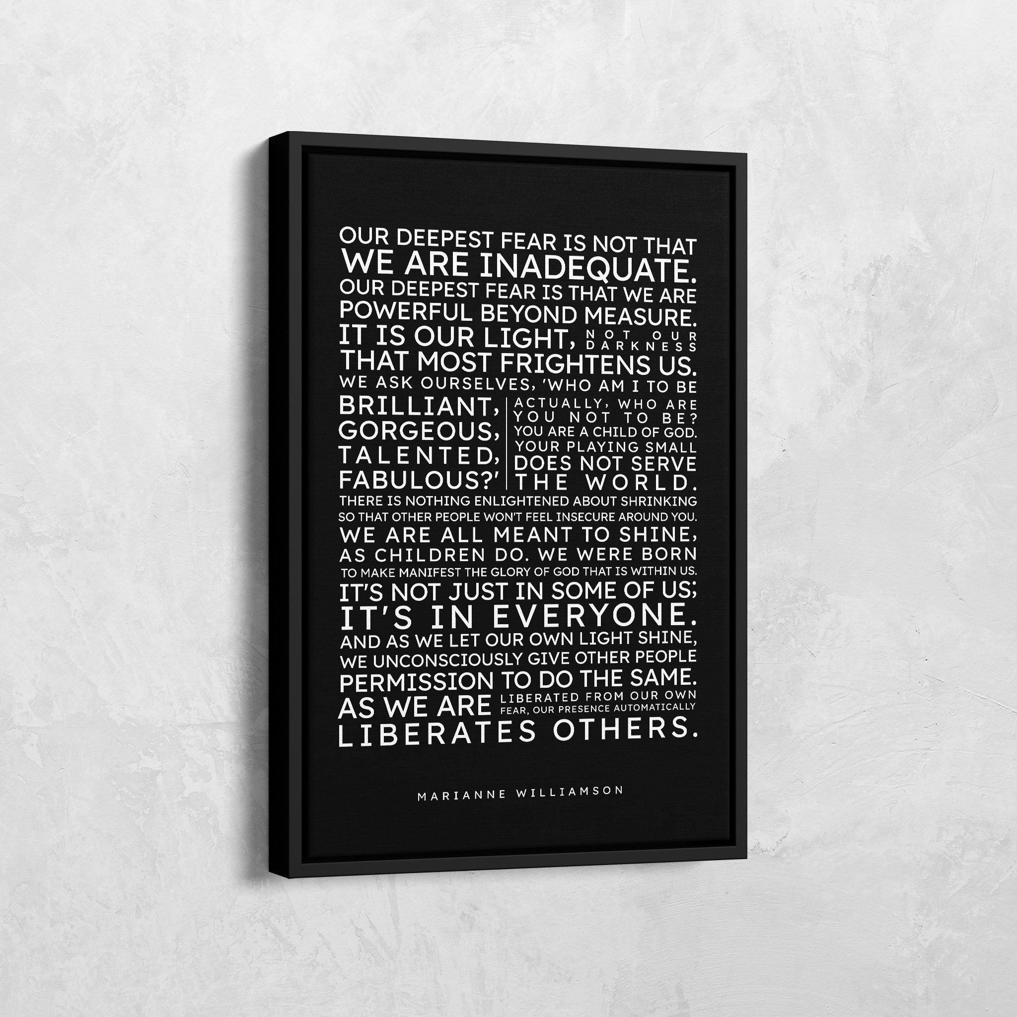 Our Deepest Fear Poem by Marianne Williamson Print, Inspirat | Inspire ...