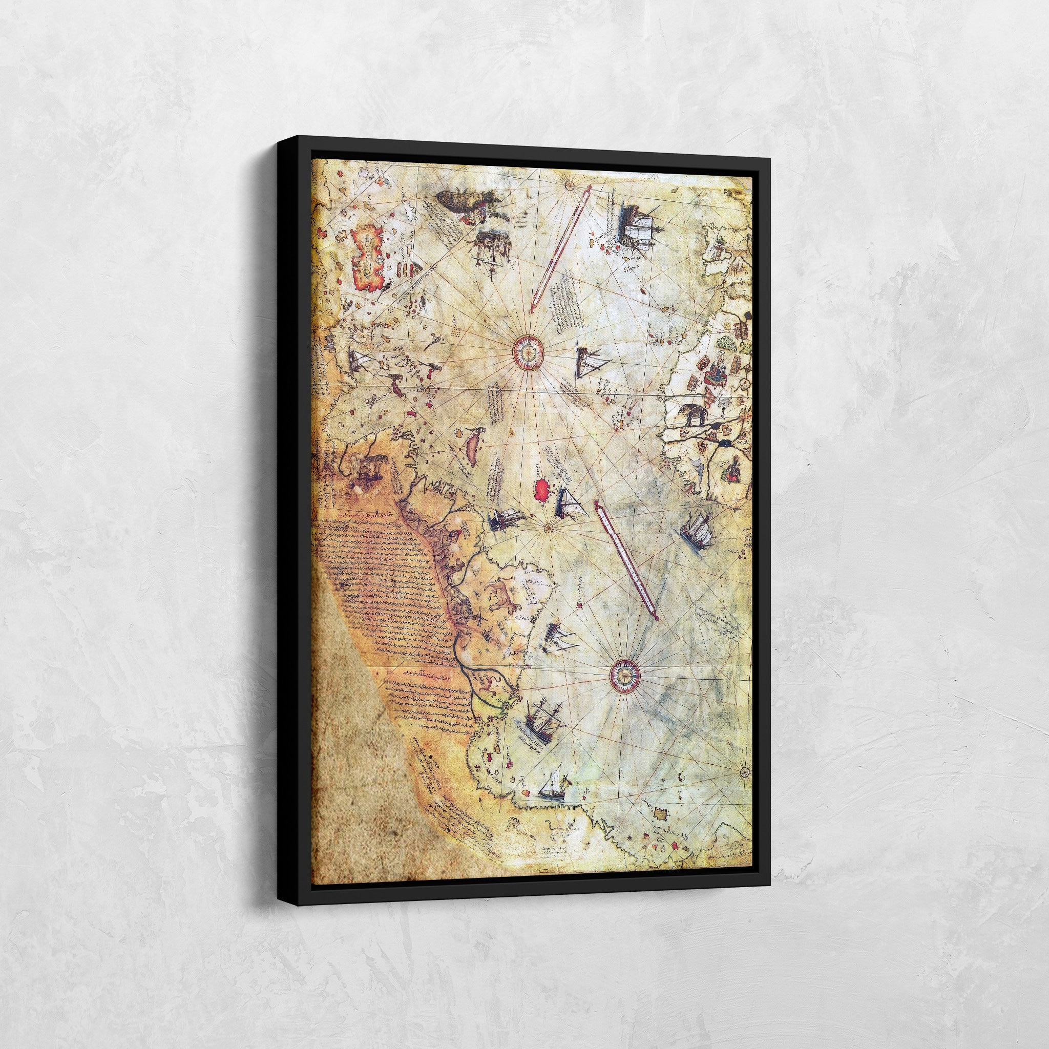 Piri Reis Map Canvas, Ottoman Empire Historical Map 1513, Pi | Inspire ...