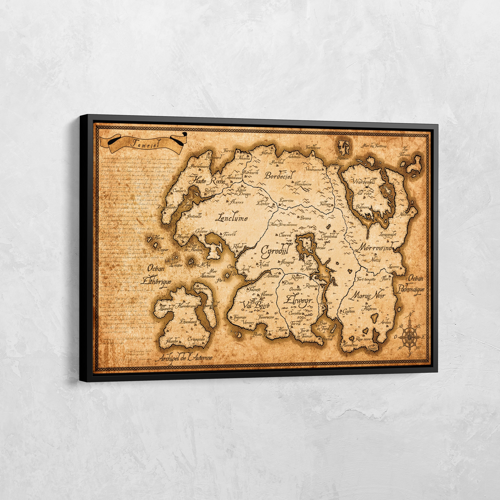 Tamriel Map Canvas, The Elder Scrolls Map Poster, Skyrim Map | Inspire ...