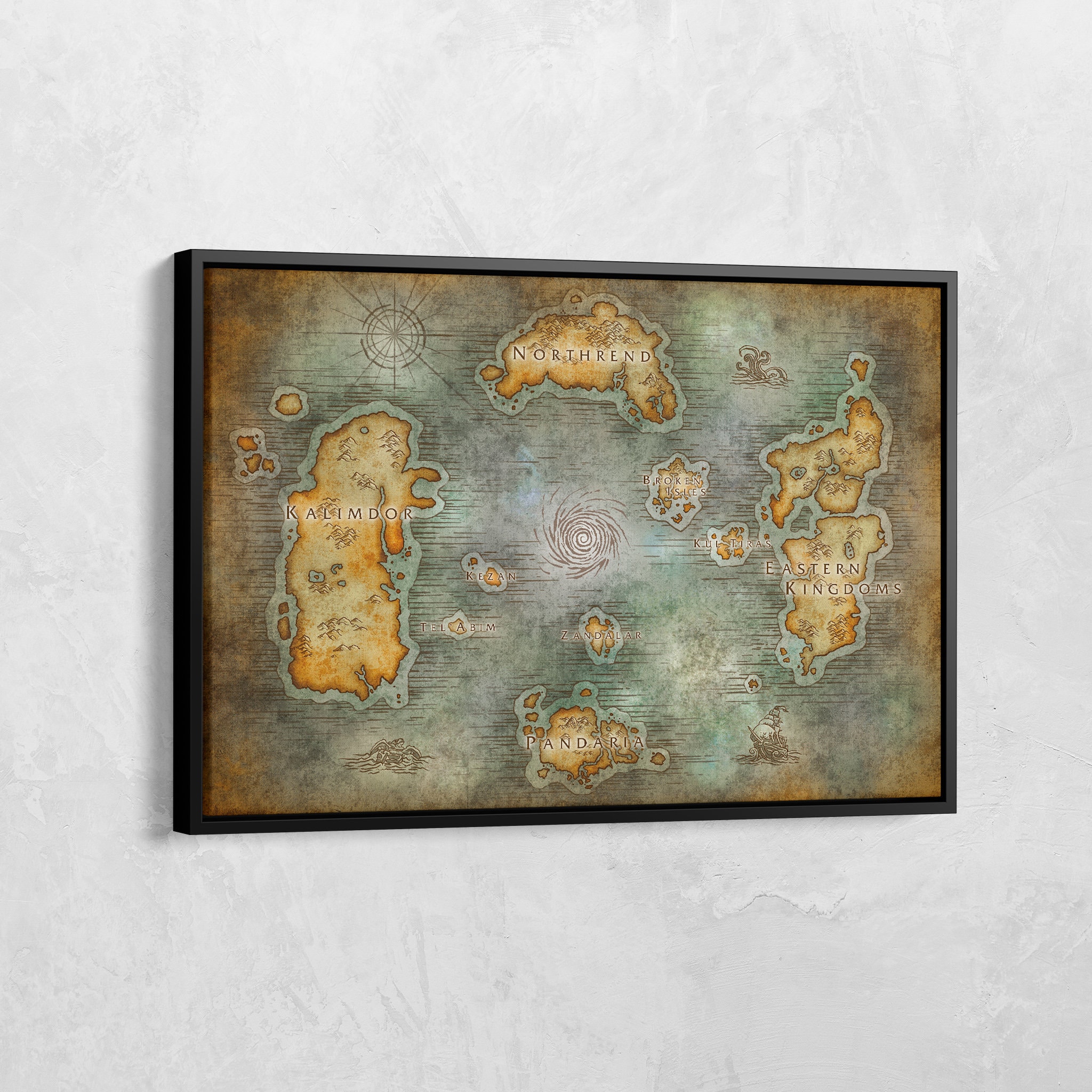 World of Warcraft Map Print, Azeroth Map Poster, World Map C | Inspire ...