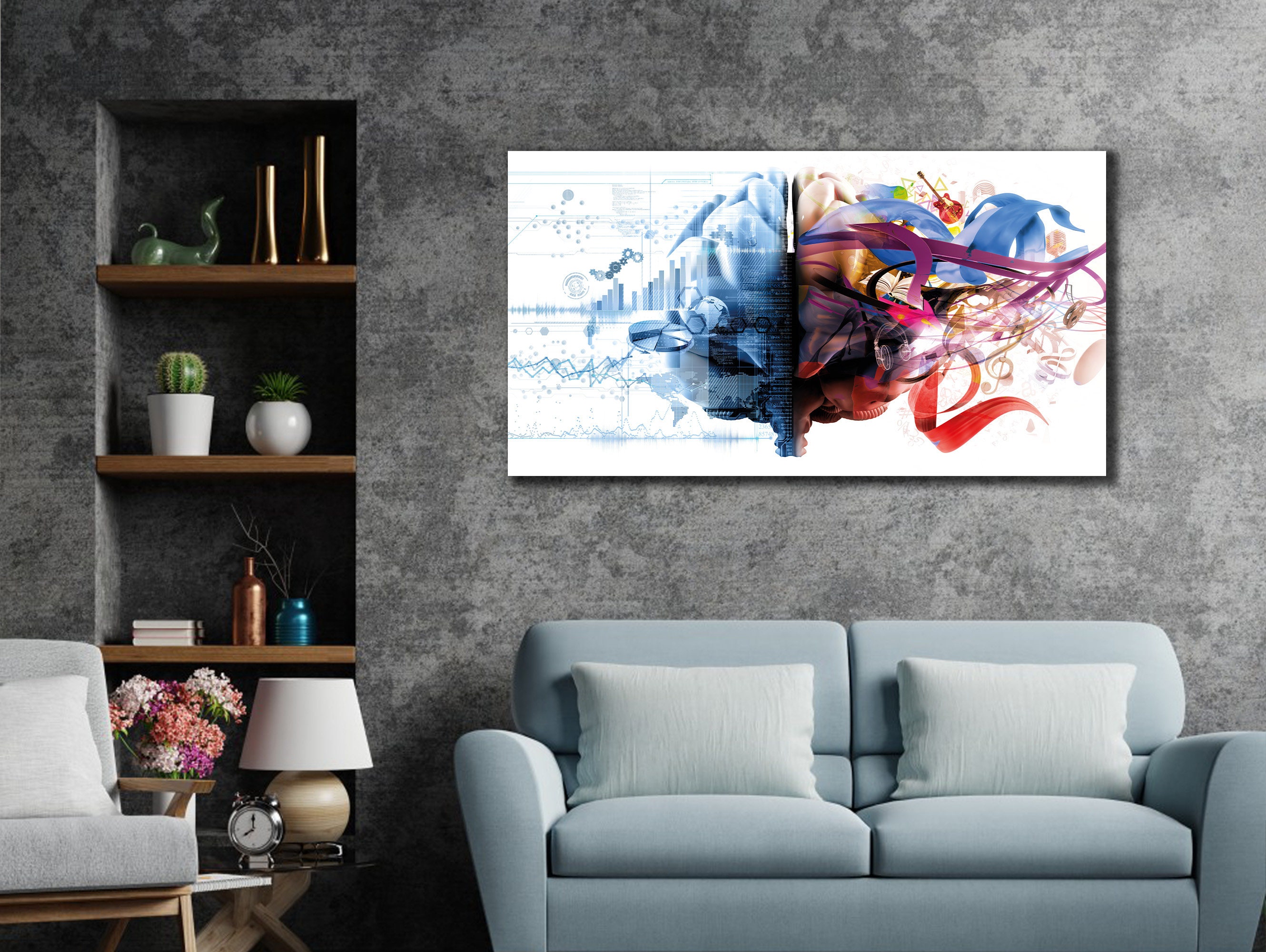 Brain Anatomy Colorful Wall Art, Right Left Brain Canvas Pri | Inspire ...