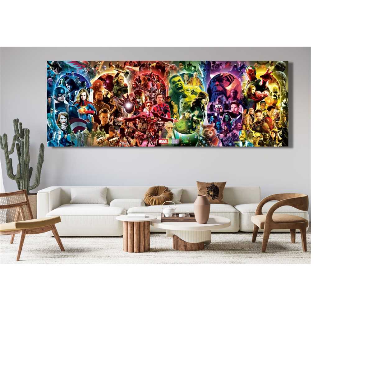 All Marvel Characters Panorama Canvas Wall Art Movie Poster | Inspire ...