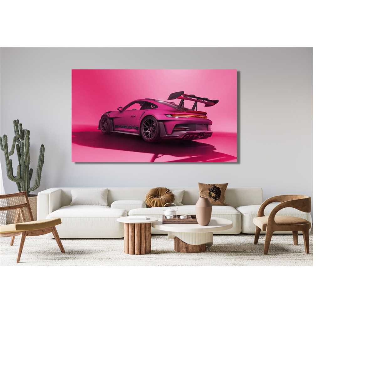 Pink Porsche 911 GT3 RS3 Canvas Wall Art Porsche Wall Art Sp | Inspire ...