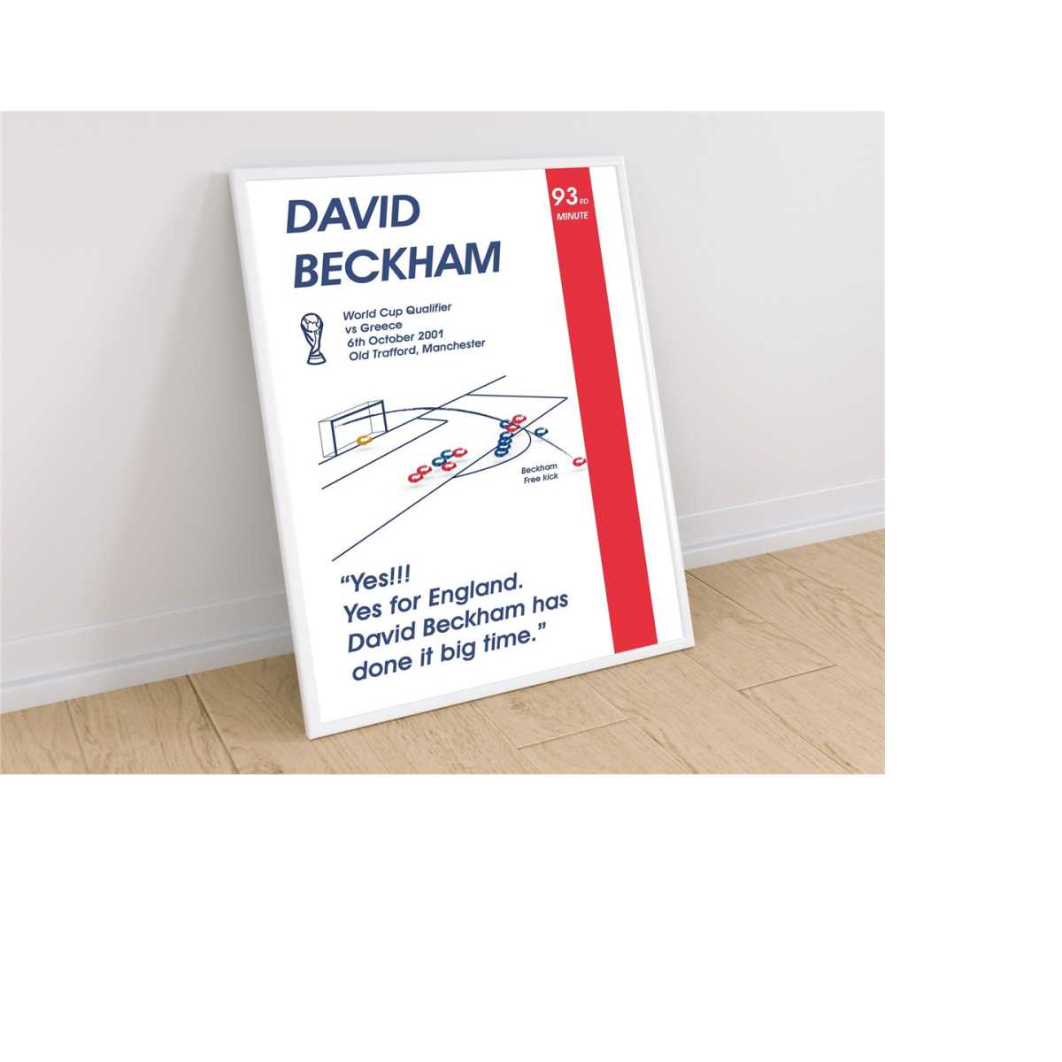 David Beckham Print, England v Greece Football Poster, Wembl - Inspire ...