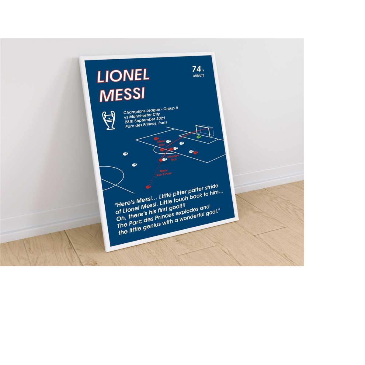 Lionel Messi, PSG v Manchester City, Football Poster | Inspire Uplift