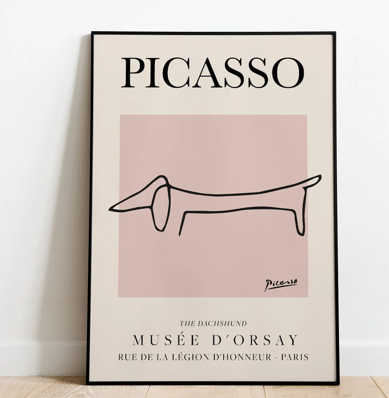 Picasso Dog, Exhibition Vintage Line Art Poster - Inspire Uplift