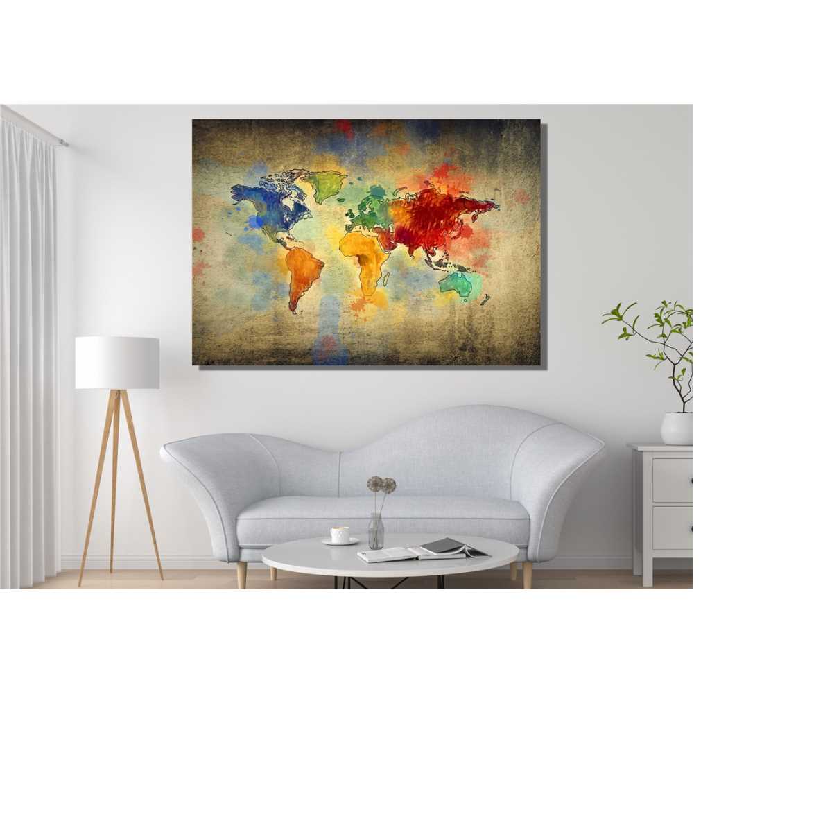 Vintage World Map Print Wall Art,Beautiful World Map,Color V | Inspire ...