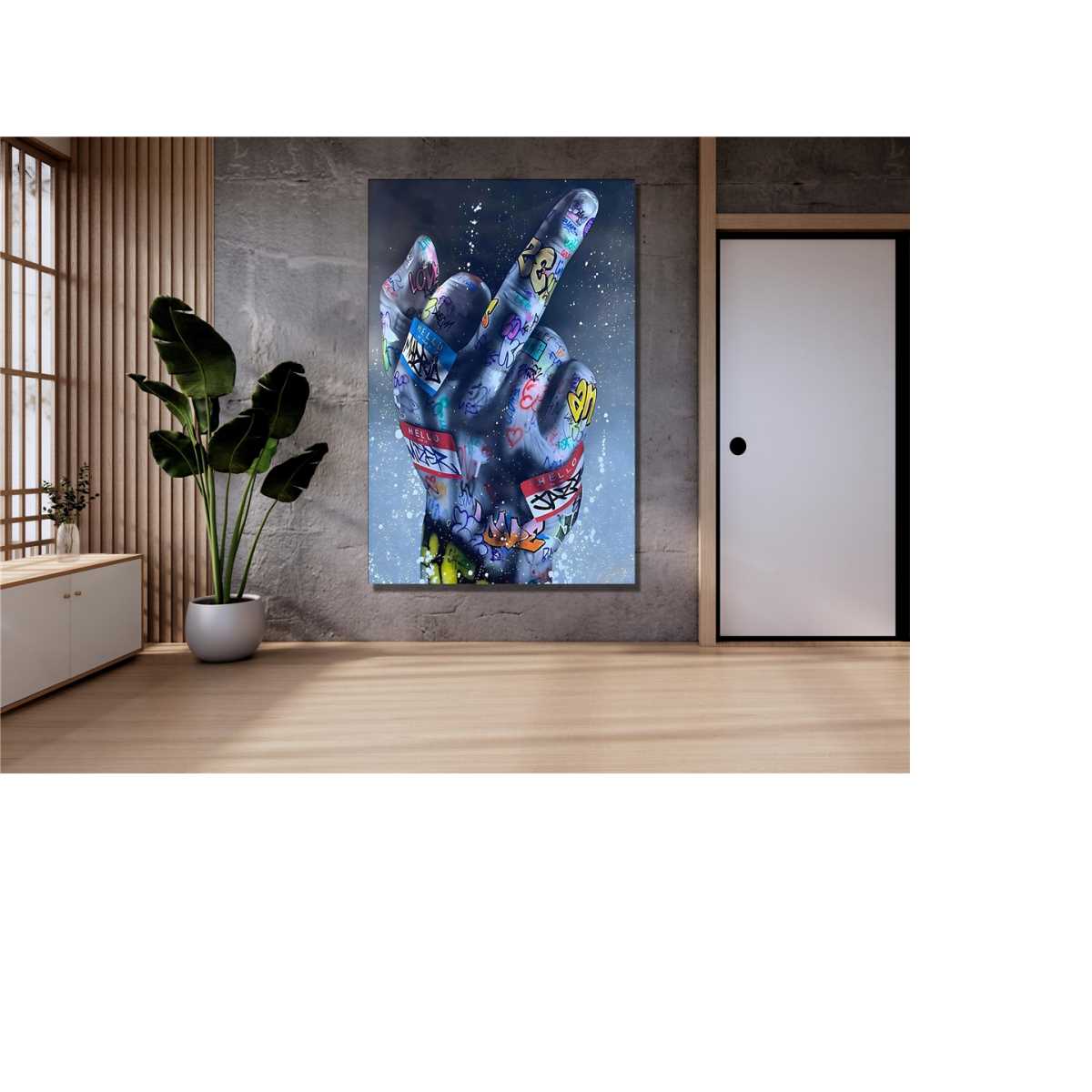 Middle Finger Graffiti Wall Art,Middle Finger Canvas Art,Mid | Inspire ...