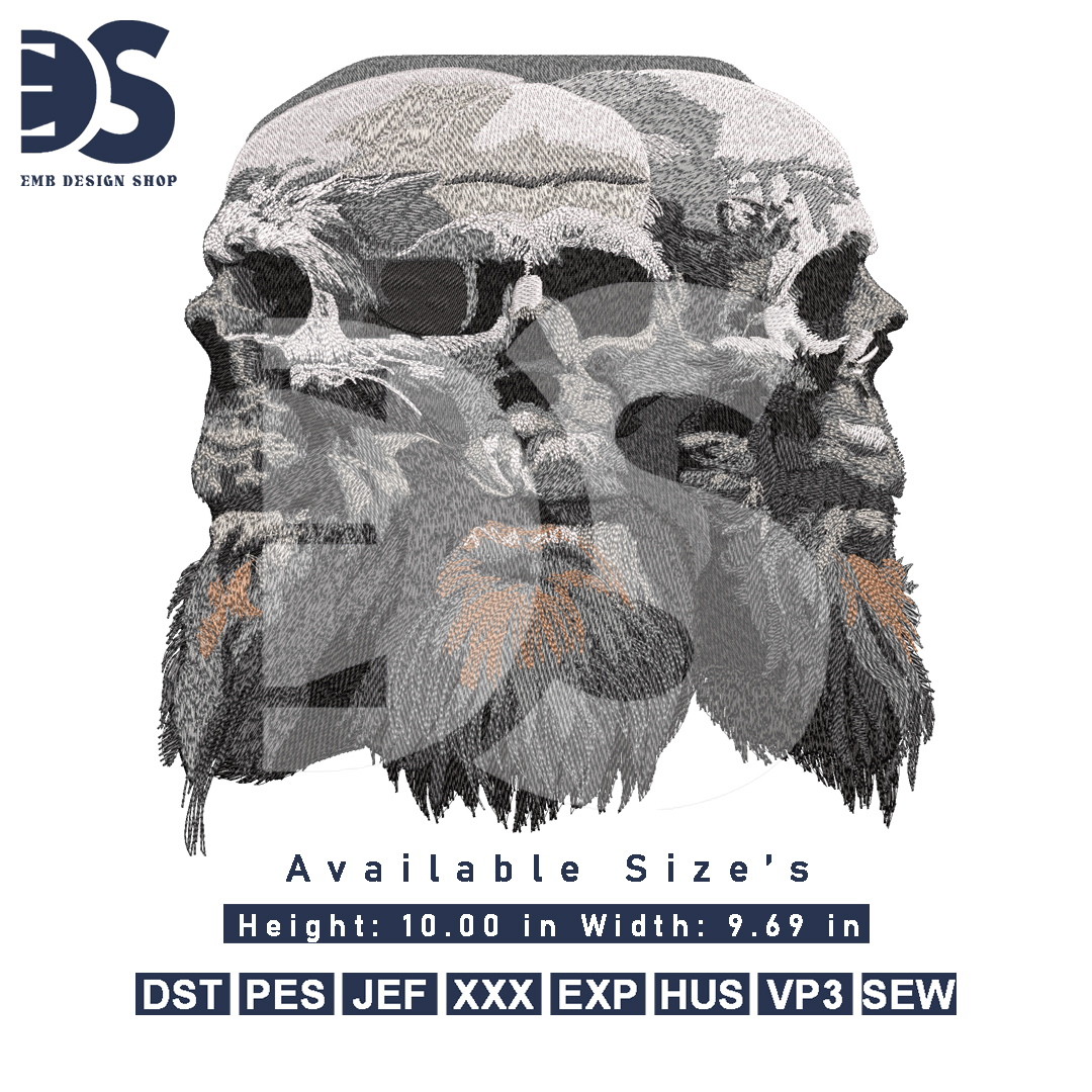 Skull Embroidery Design File, Embroidery Design file, Digita | Inspire ...