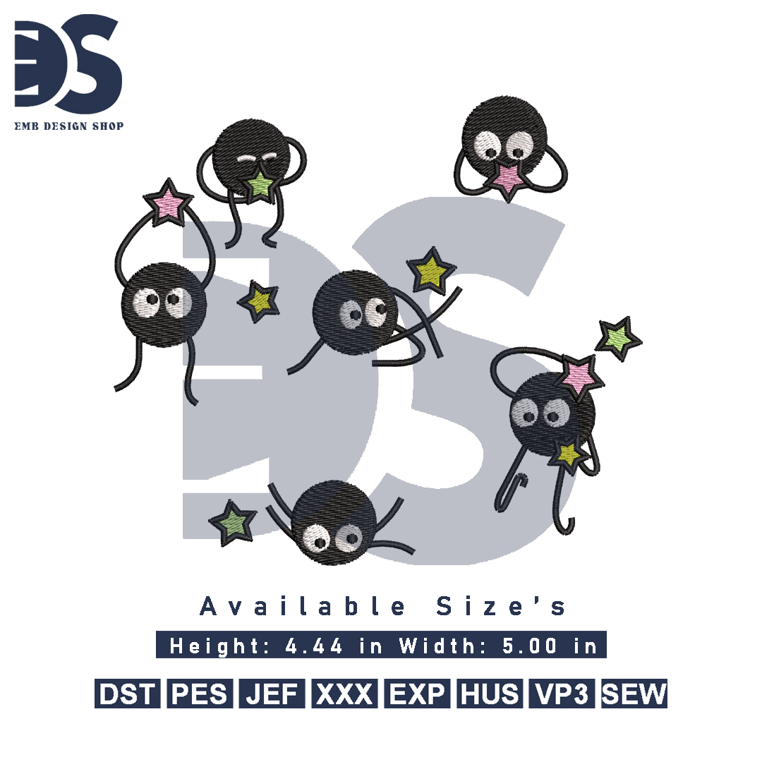 Soot Sprites With Little Stars Embroidery Design file, Digit | Inspire ...