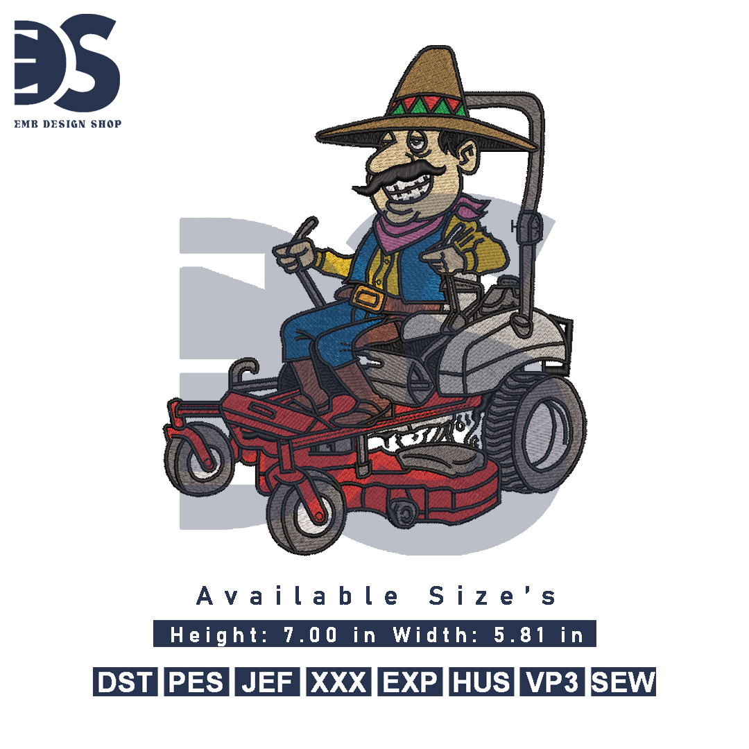Lawn mower Embroidery Desing File, Embroidery Design file, D | Inspire ...