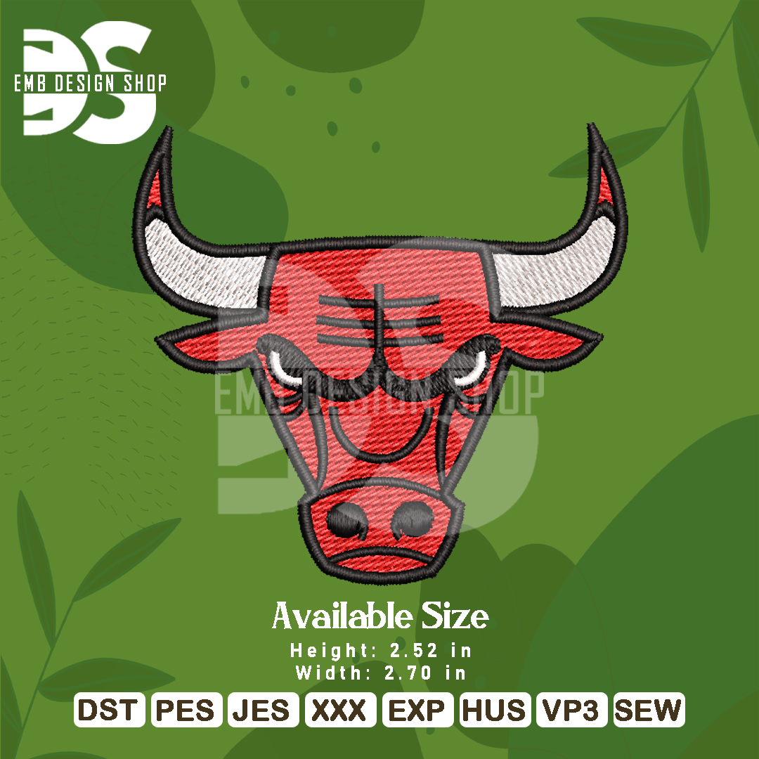 Chicago Bull Embroidery Design file, Digital download, all F | Inspire ...