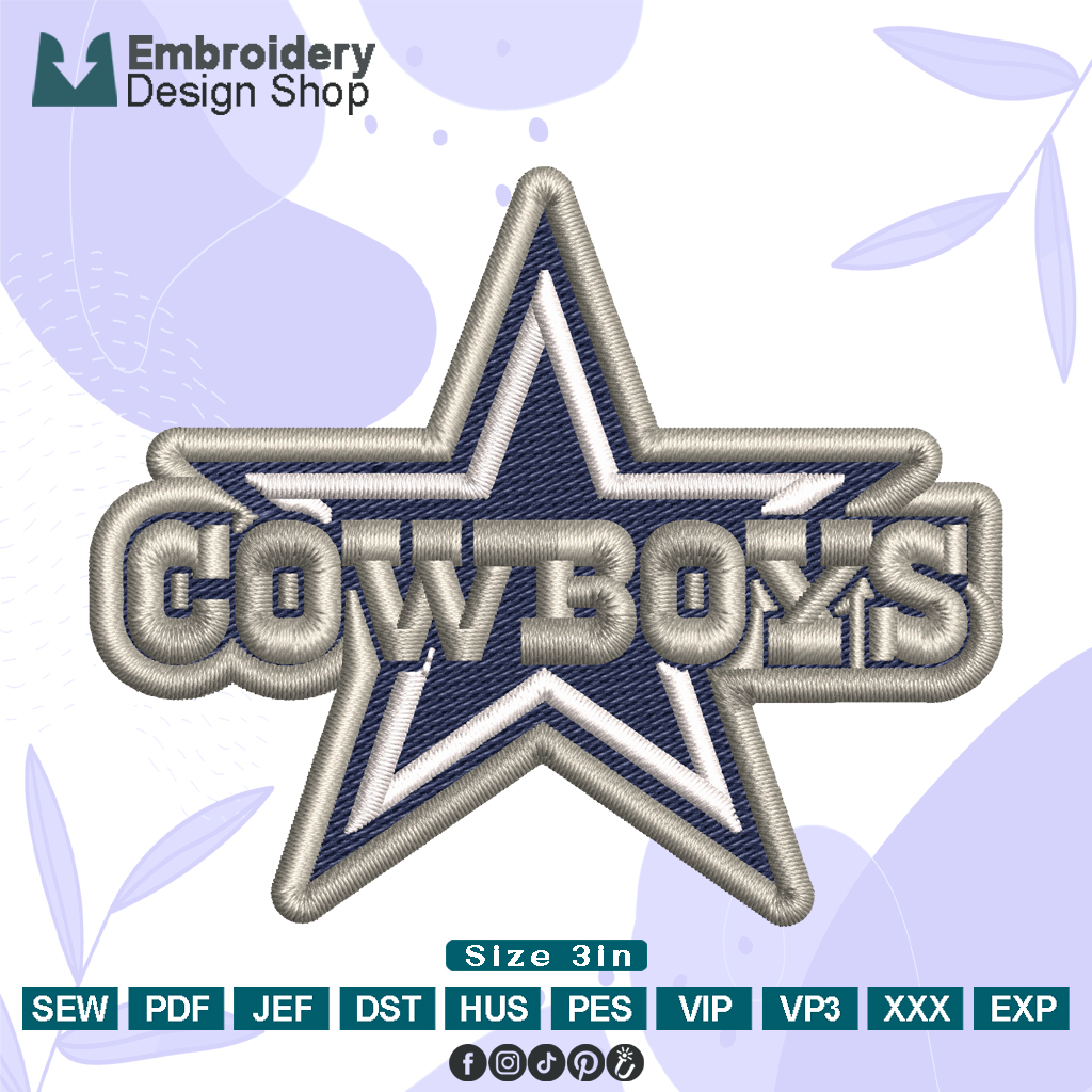 Dallas Cowboys Embroidery Design file, Digital download, all | Inspire ...