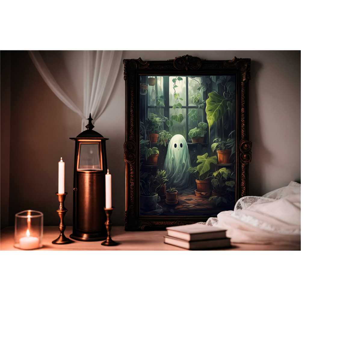 Garden Ghost in Greenhouse Print, Gothic Wall Art, Dark Acad | Inspire ...