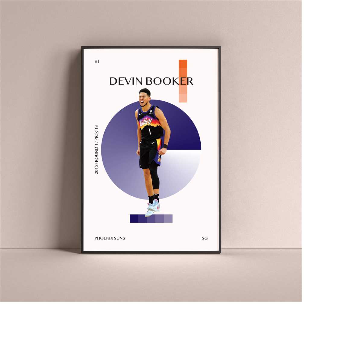 Devin Booker Poster, Phoenix Suns Art Print Minimalist Baske - Inspire ...
