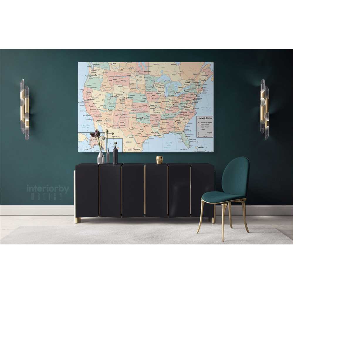 United States of America Map Canvas, Map Canvas, Atlas Map P | Inspire ...