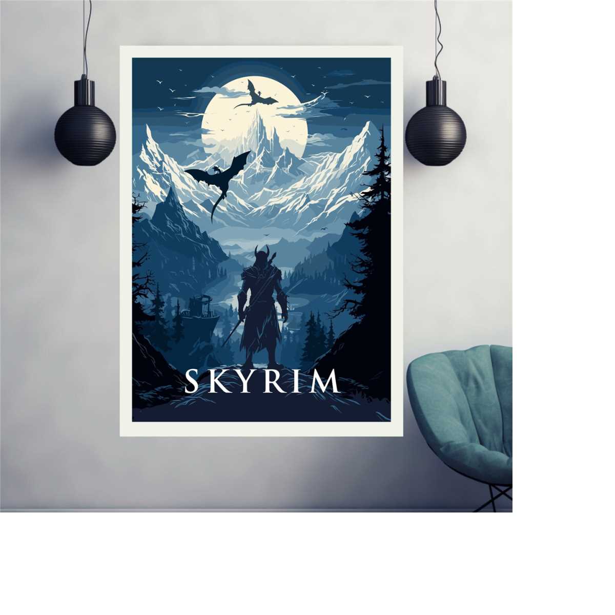 Skyrim Game Poster, Gaming Room Poster, Minimalist, Gaming P - Inspire ...