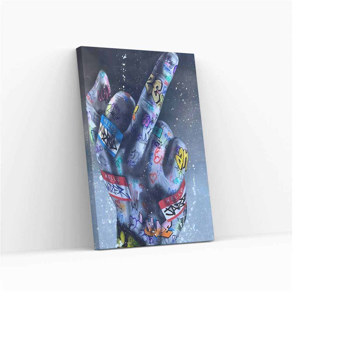 Banksy Mural Graffiti Middle Finger Street Art Home Decor Re | Inspire ...