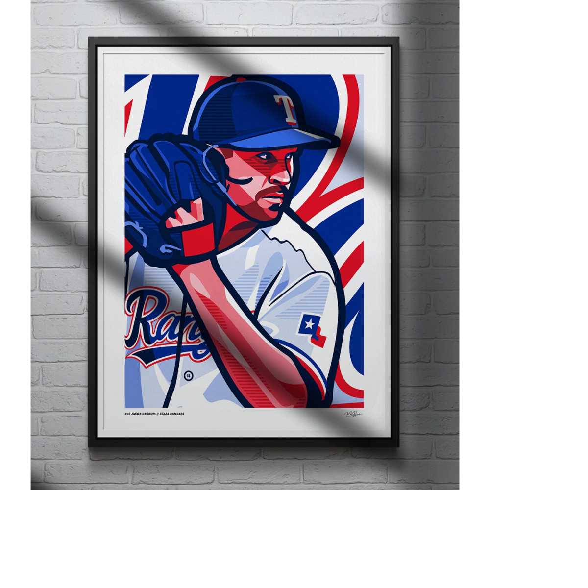 Jacob deGrom Poster Texas Rangers Baseball Illustrated Art P | Inspire ...