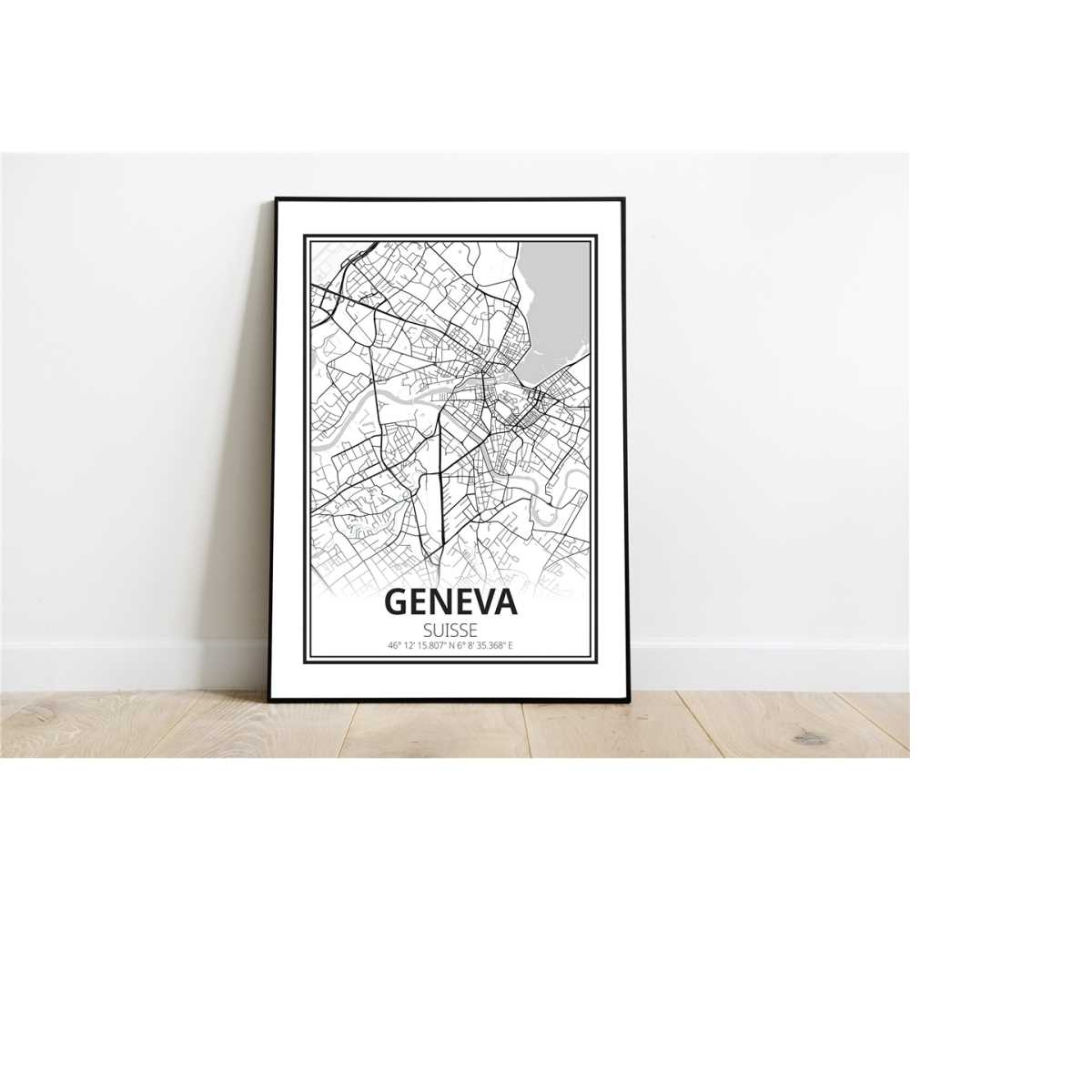 Map of Geneva, Switzerland - Poster - Poster - Print - Inspire Uplift