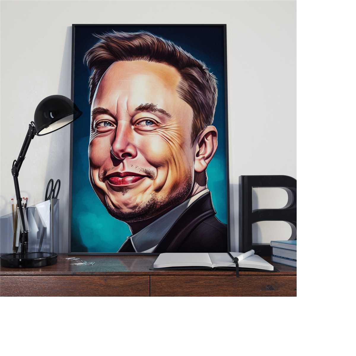 Elon Musk Poster, Elon Musk Caricature print, Tesla, SpaceX, | Inspire ...