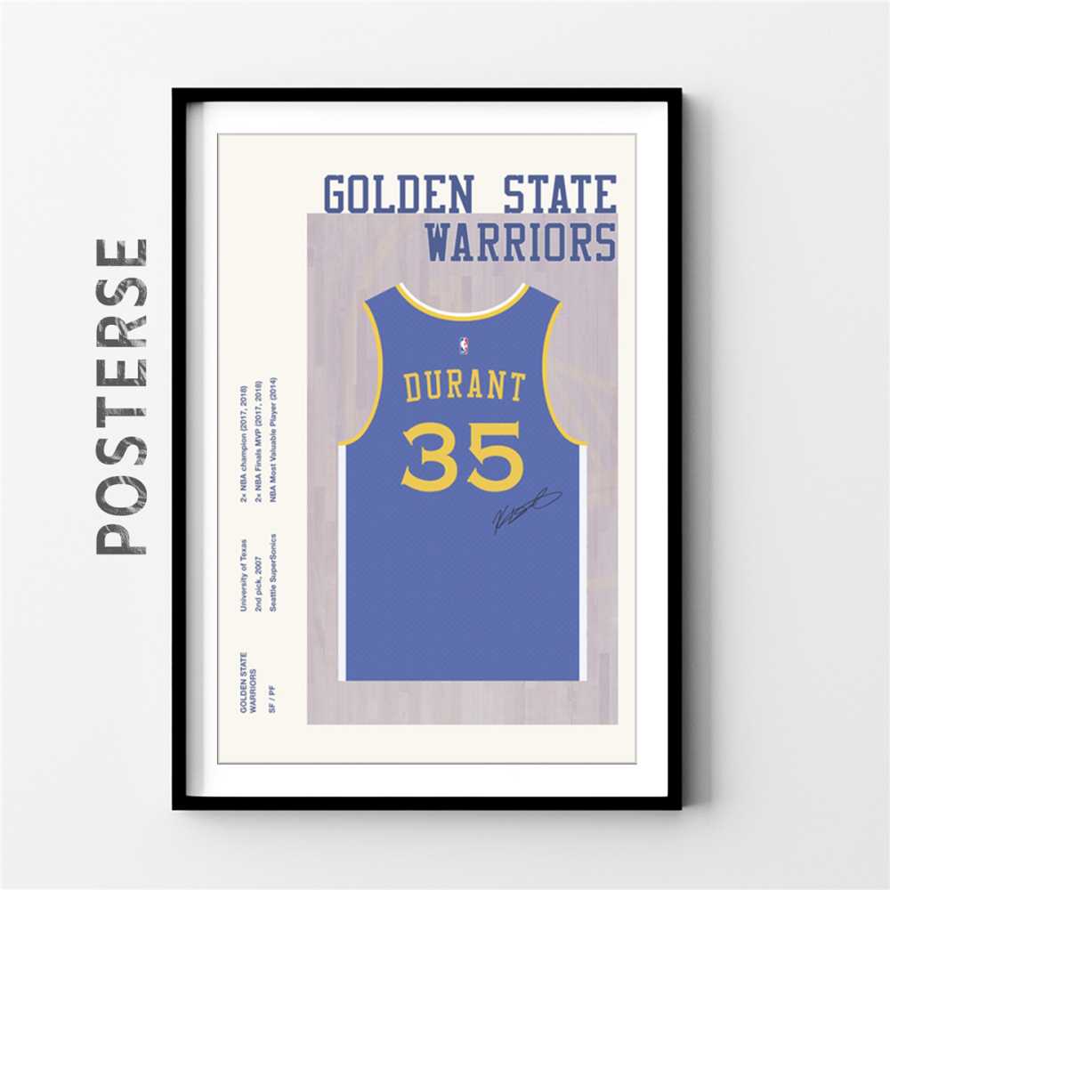 Kevin Durant Jersey Poster, Golden State Warriors Shirt Canv | Inspire ...