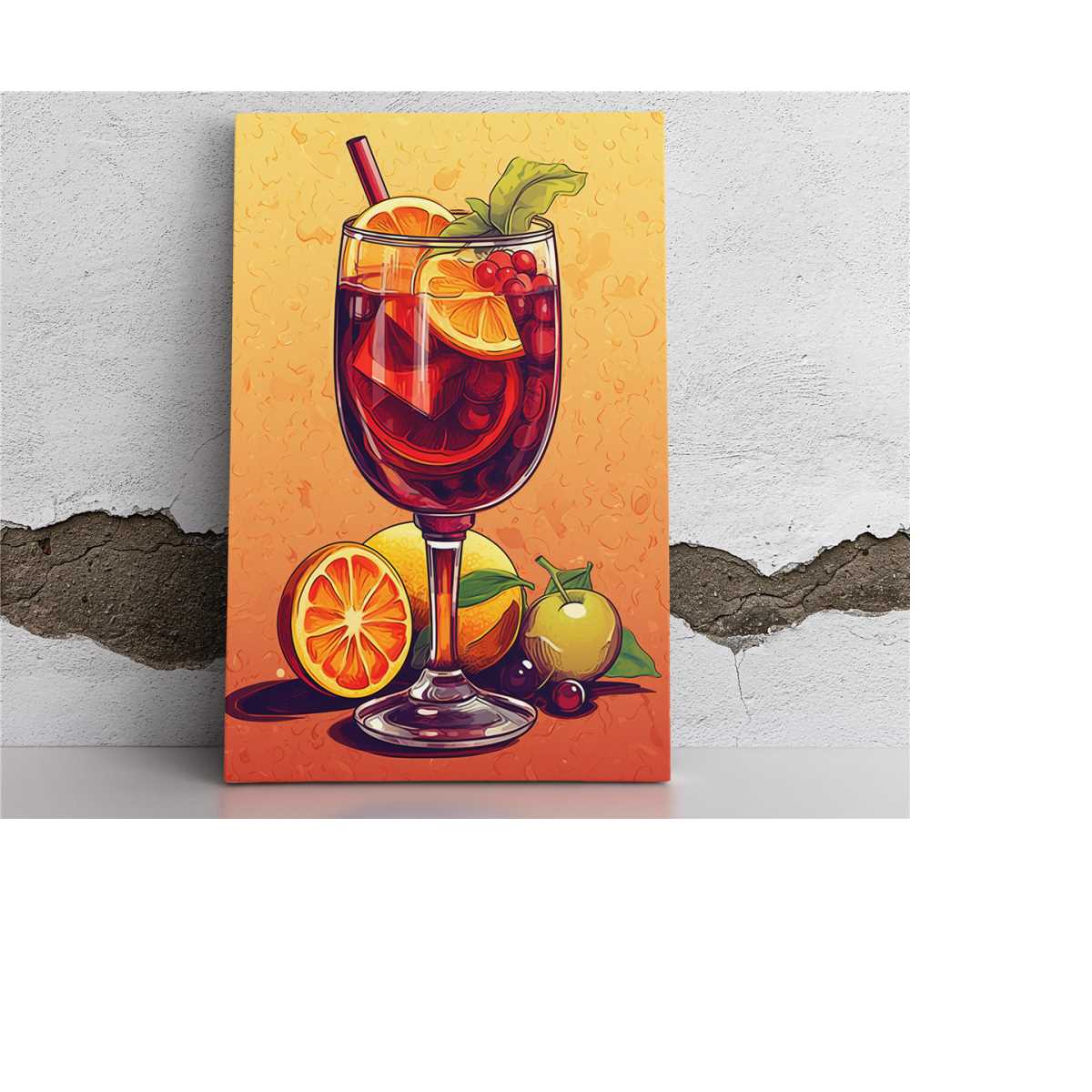 Bar Cart Prints and Accessories, Sangria Cocktail Art, Alcoh - Inspire ...