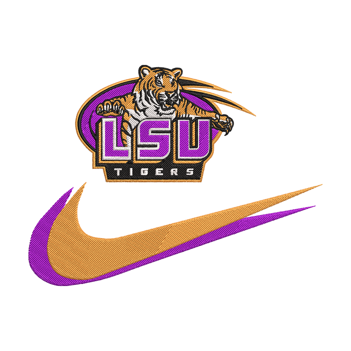 LSU Tigers Double Swoosh Nike Logo Embroidery Design File | Inspire Uplift