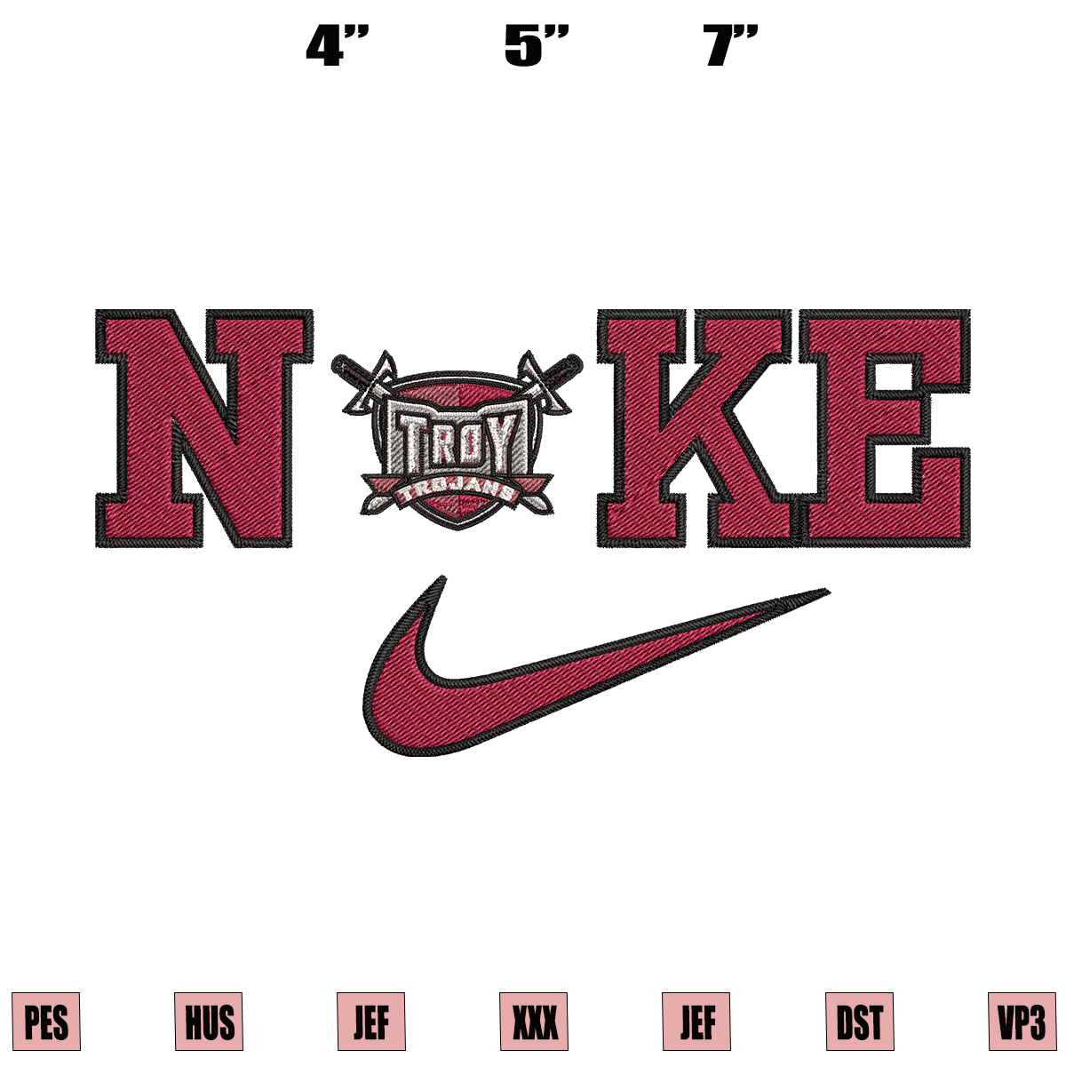 Nike Troy Trojans Swoosh Embroidery Design Download File | Inspire Uplift