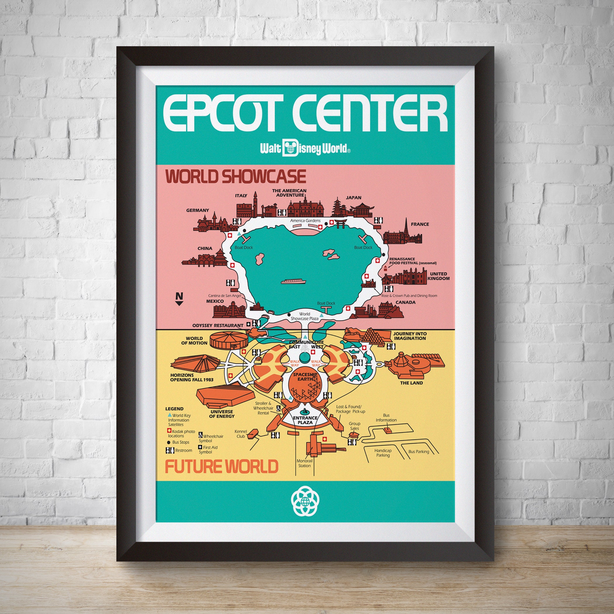 Epcot Vintage Epcot Park Map Disneyworld Poster Disneyland V | Inspire ...