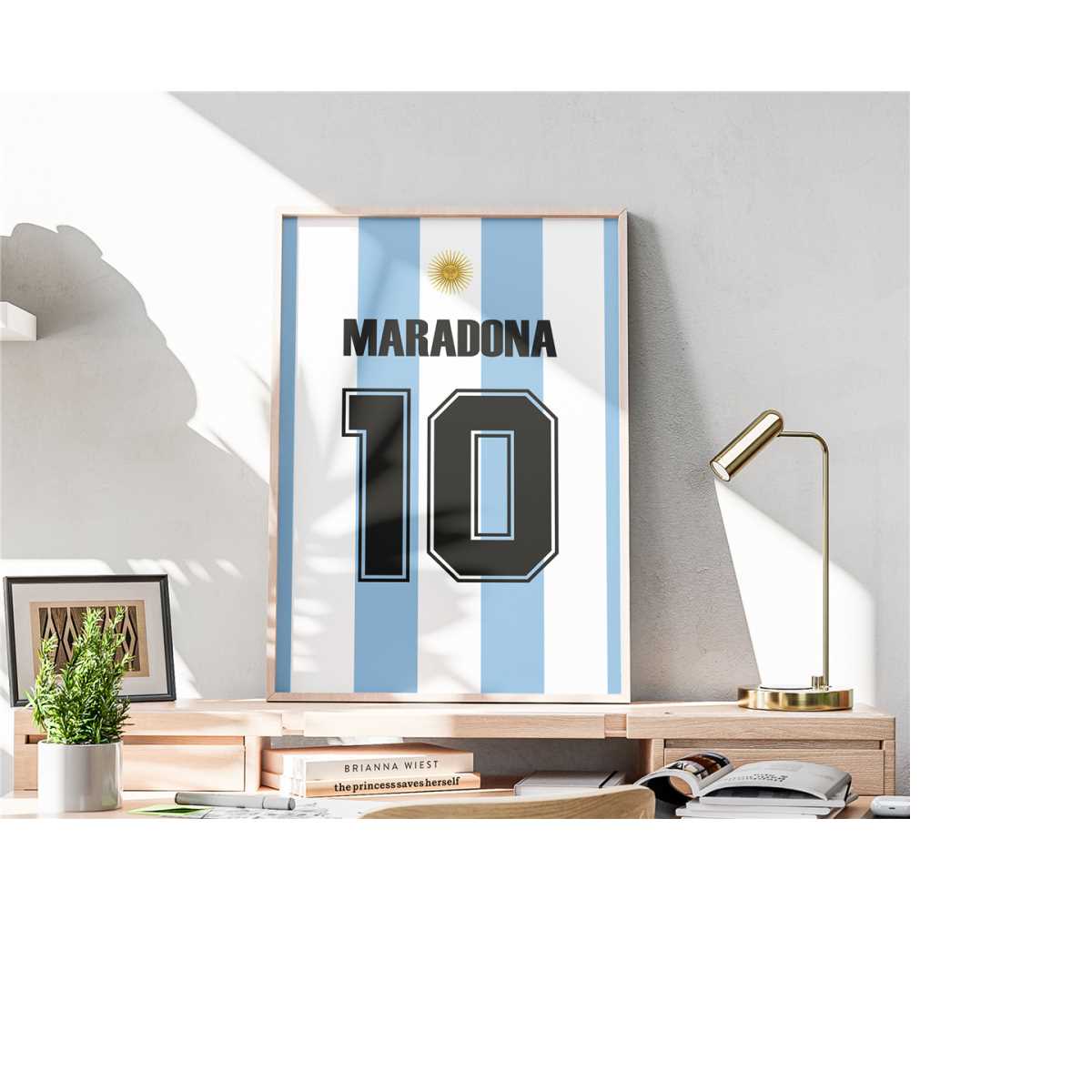 Printable Diego Maradona Jersey Wall Art, Argentina Soccer | Inspire Uplift