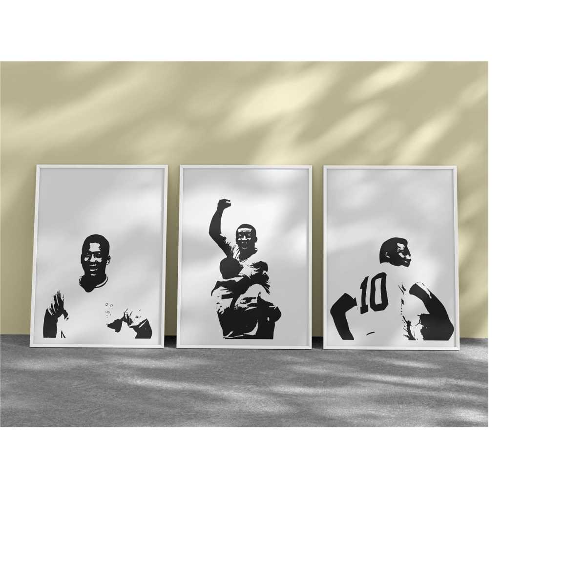 Printable Pele Football Black and White Posters, Set - Inspire Uplift