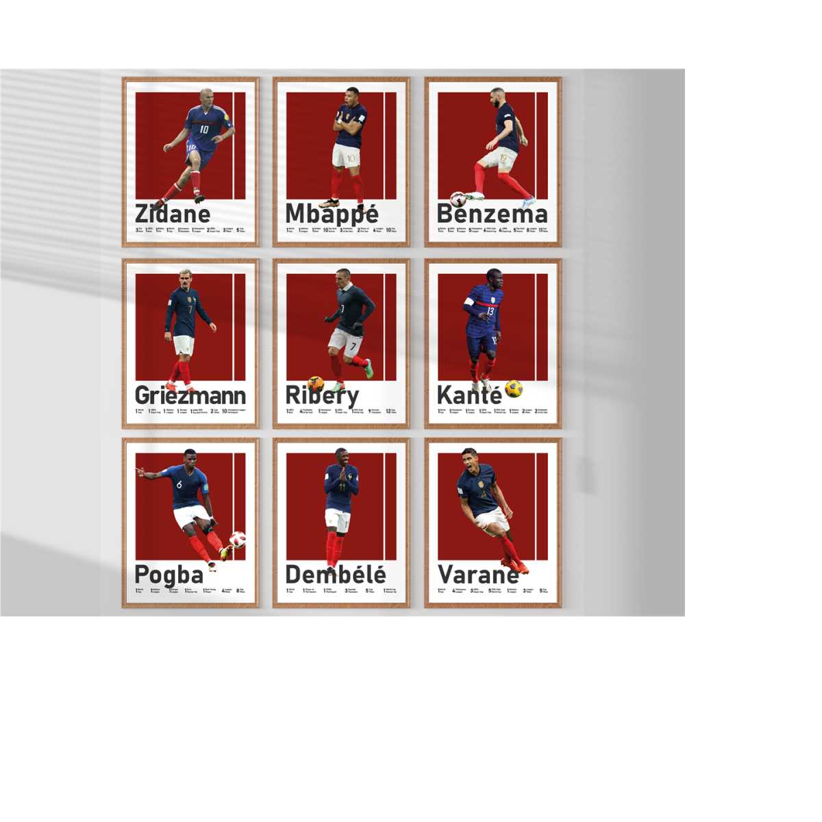Printable Nine French Soccer Players Poster Set, Zidane | Inspire Uplift