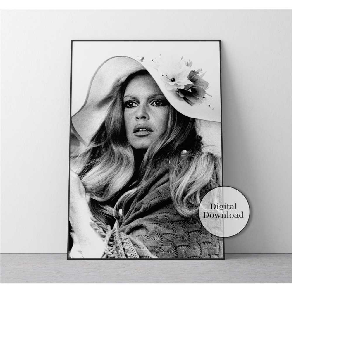 Brigitte Bardot Print, Vintage Movie Poster, Black and - Inspire Uplift