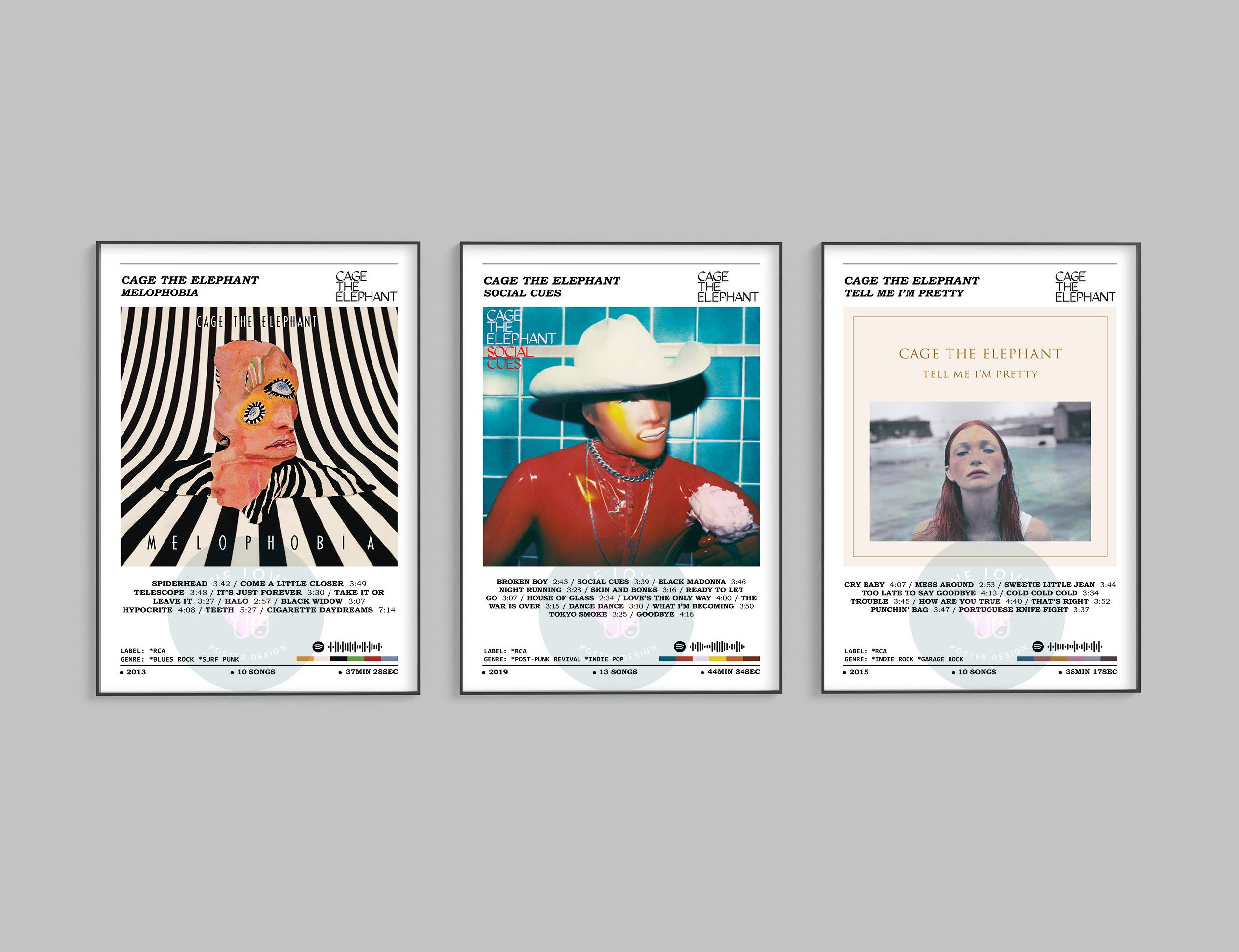 Set Of 3 Cage The Elephant Poster Cage The Elephant Poster - Inspire Uplift