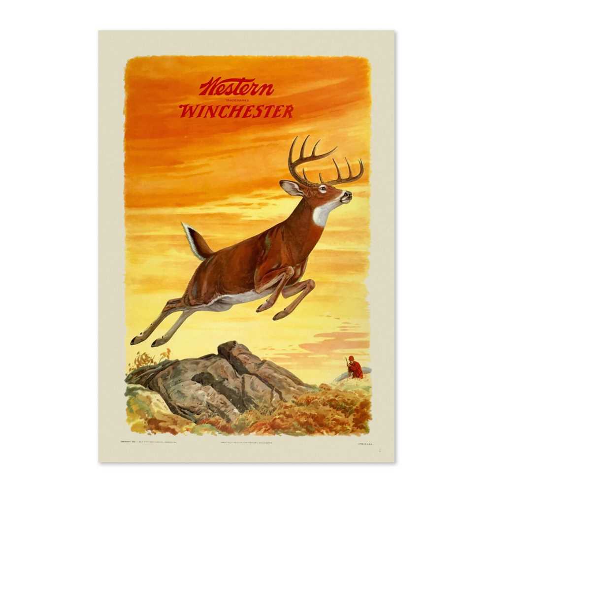 1950s Western Winchester Vintage Style Deer Hunting Poster | Inspire Uplift