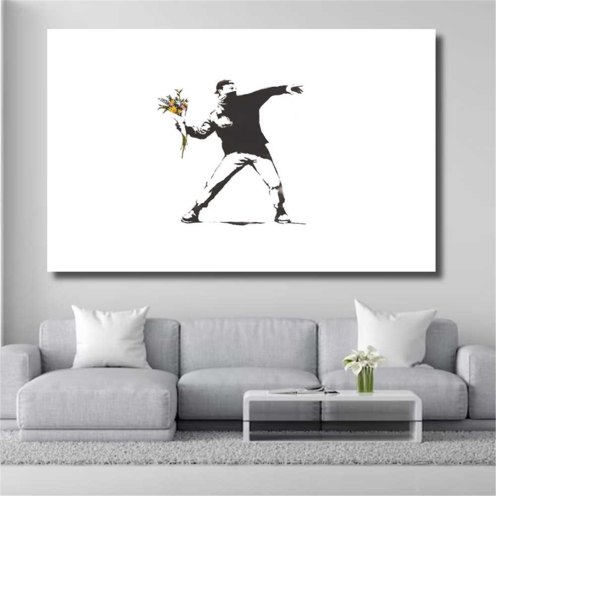 Banksy "Flower Thrower rioter" Canvas, Banksy Canvas Wall - Inspire Uplift