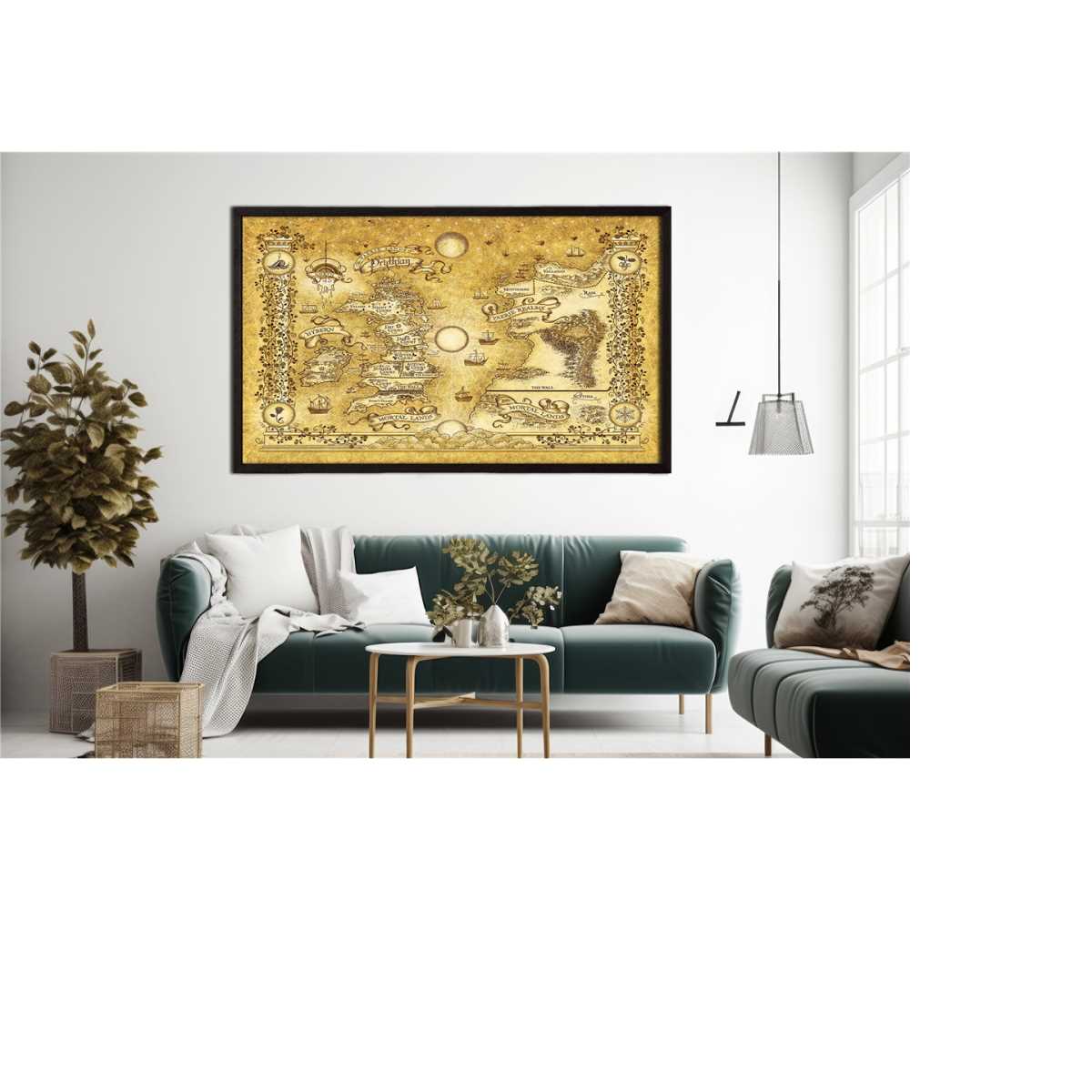 Framed ACOTAR World Map Canvas, Court of Thorns - Inspire Uplift