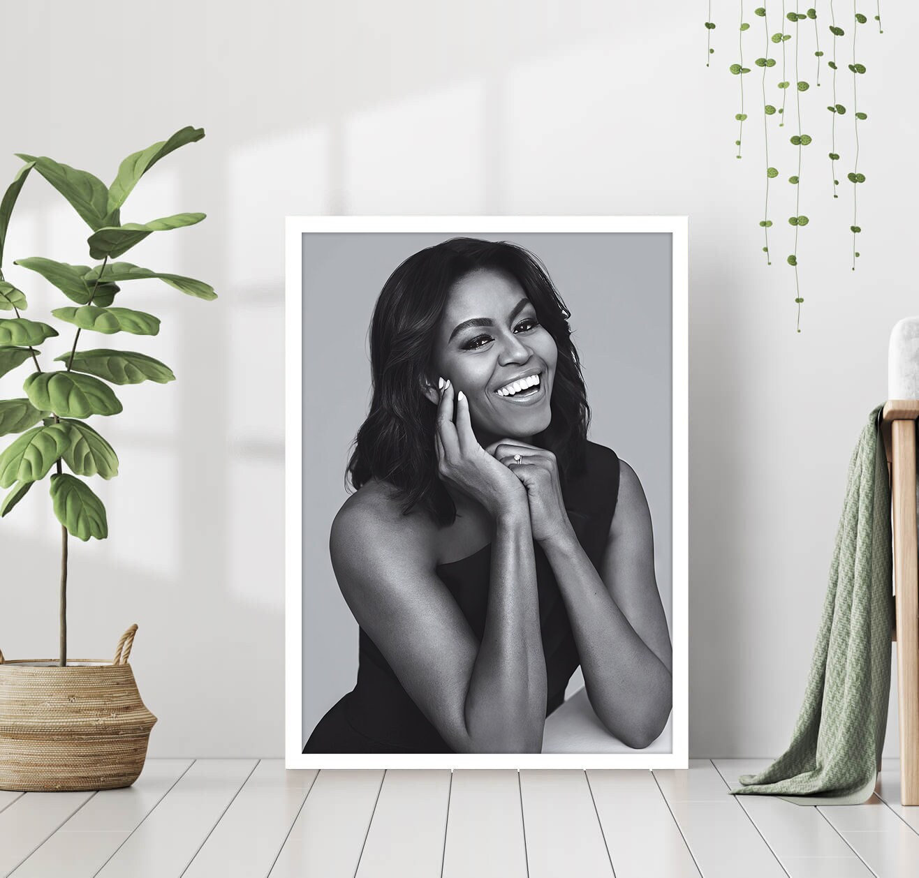 Michelle Obama Portrait Print Black and White Photography Ca | Inspire ...