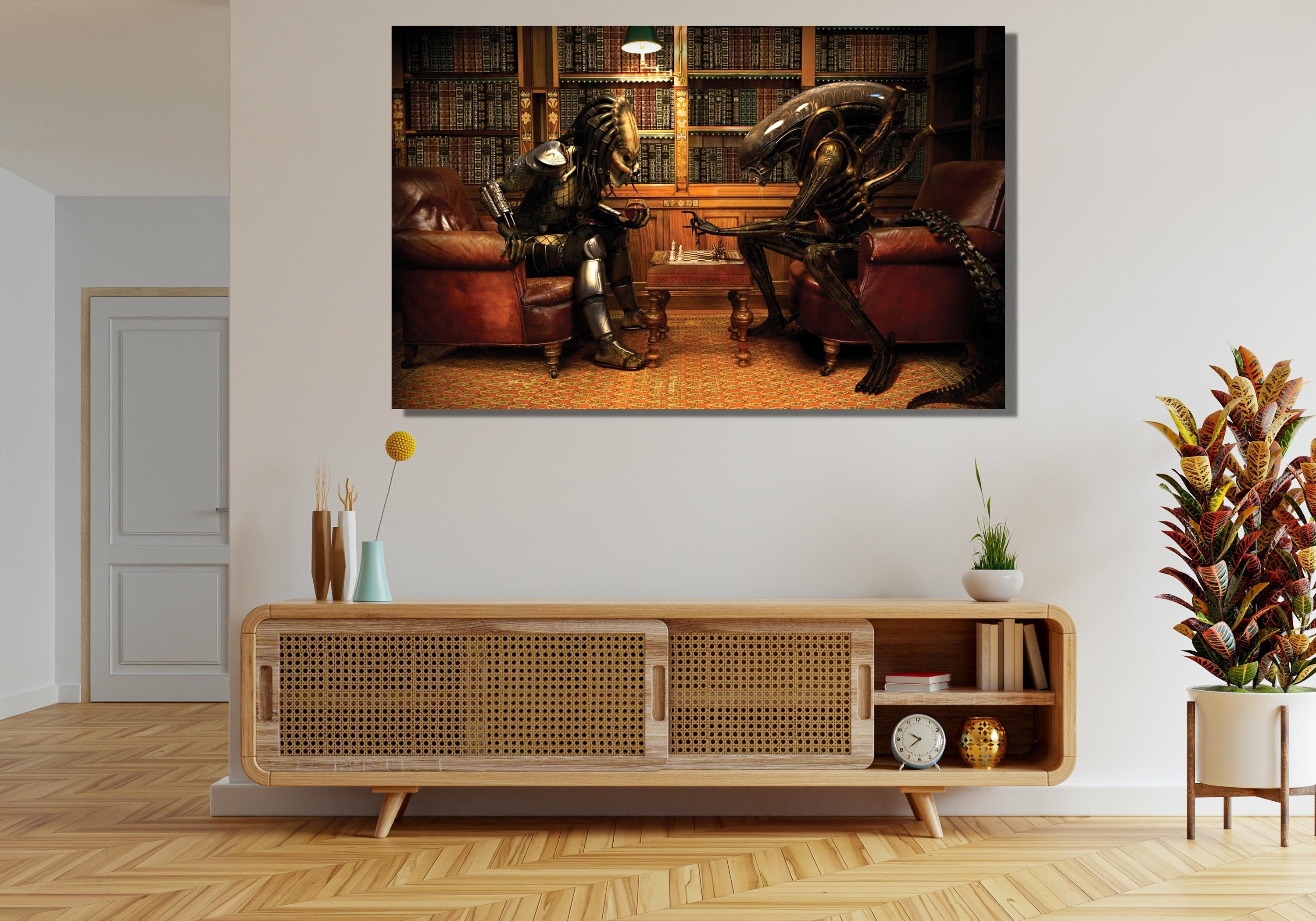 Alien vs Predator Playing Chess Ready To Hang Canvas,Alien v | Inspire ...