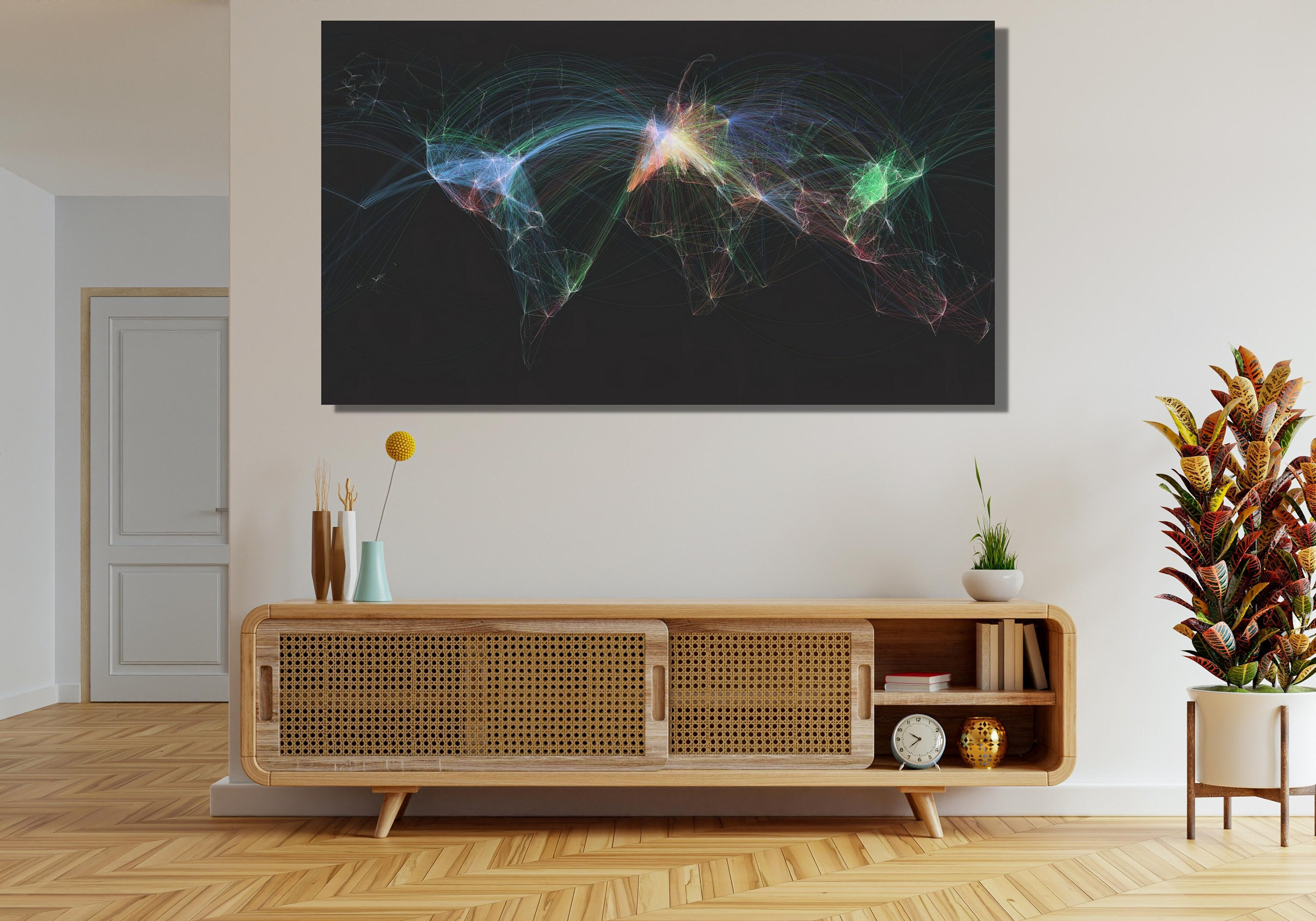Flight Routes World Map Ready To Hang Canvas,Flight Paths Ma | Inspire ...