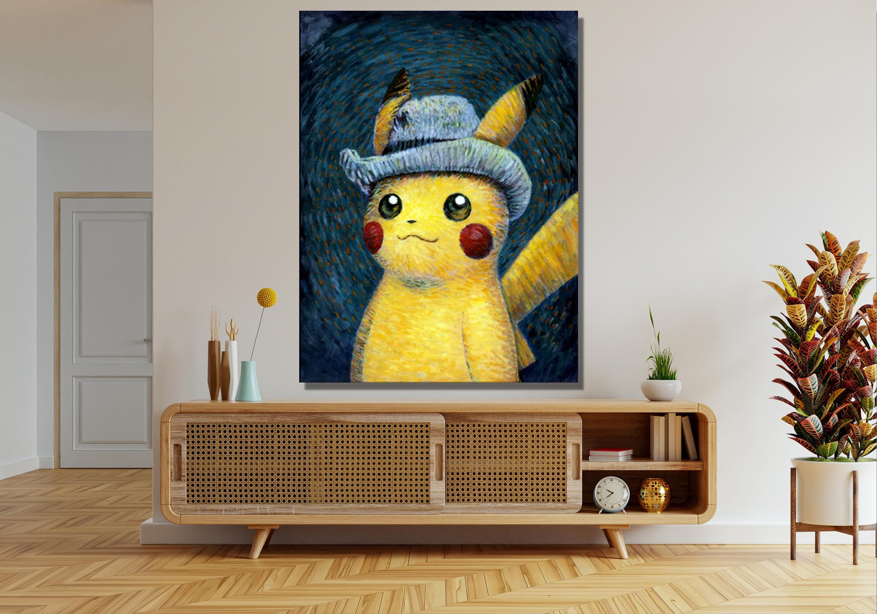 Pikachu Van Gogh Ready To Hang Canvas,Van Gogh Pikachu Famou | Inspire ...