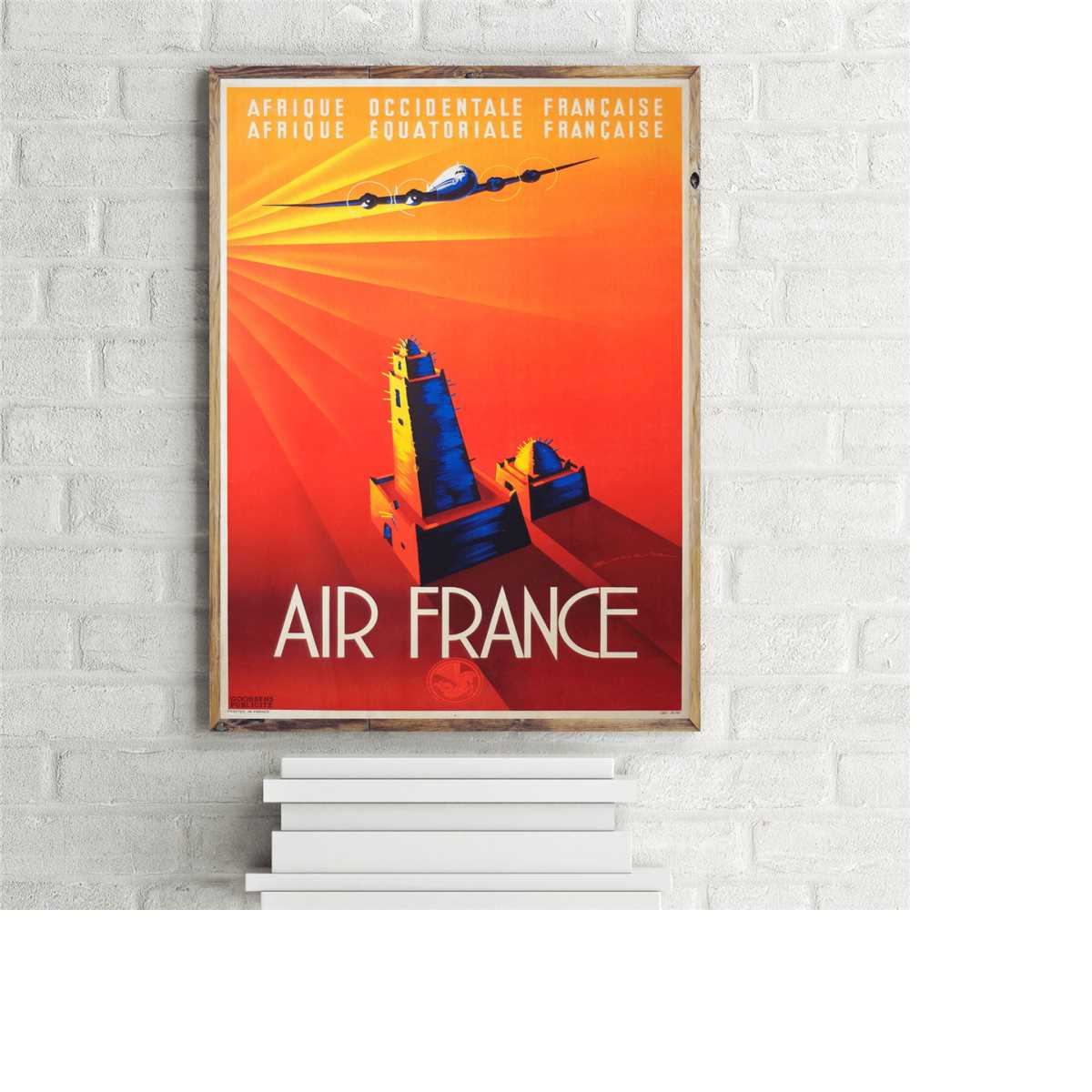 Vintage Air France Africa Poster, Retro Airline Travel | Inspire Uplift