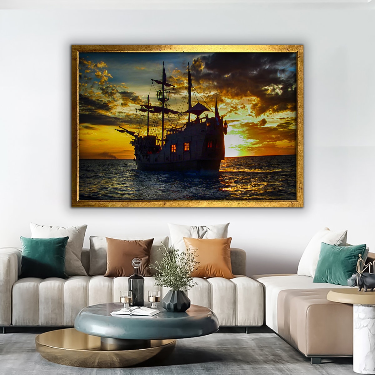 medieval ship, pirate ship art, boat canvas print, raft pain | Inspire ...